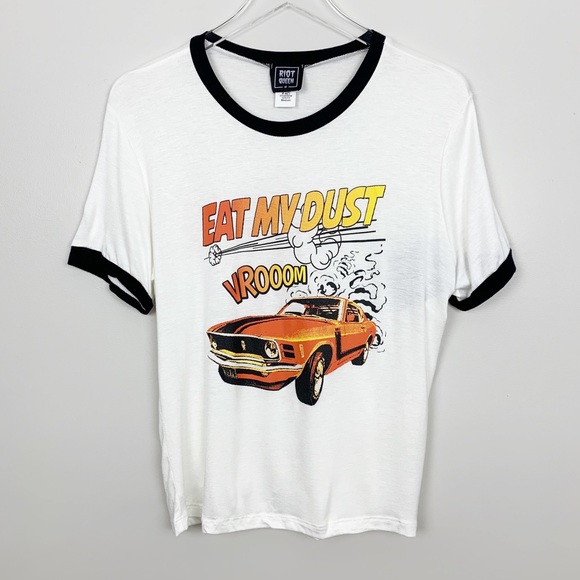 Riot Queen | Tops | Retro Muscle Car Ringer Tee Xs S M | Poshmark